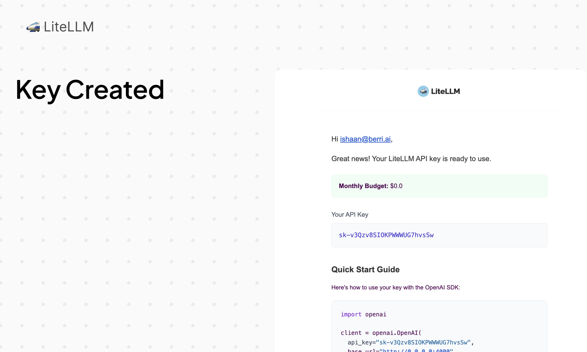 Email Notifications | liteLLM