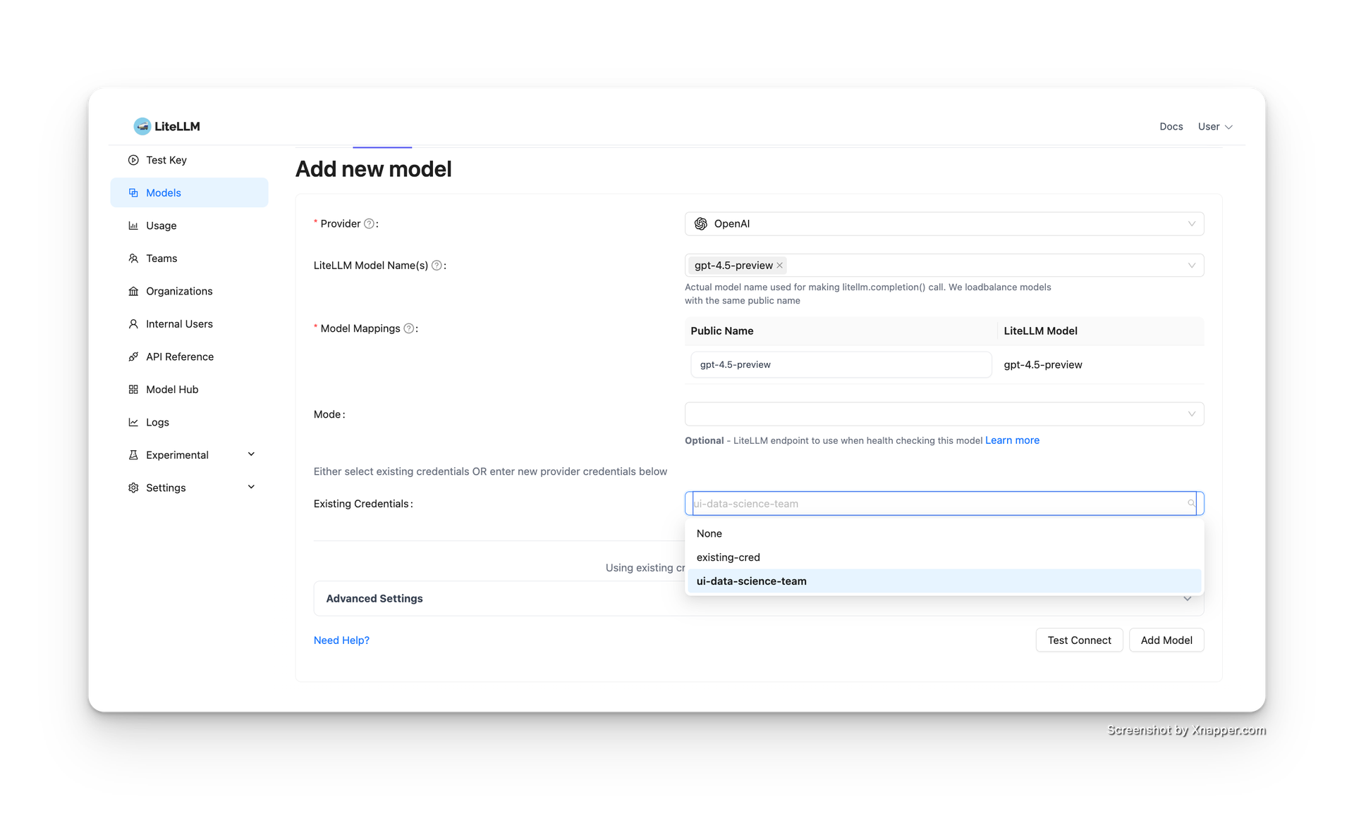 Adding LLM Credentials | liteLLM