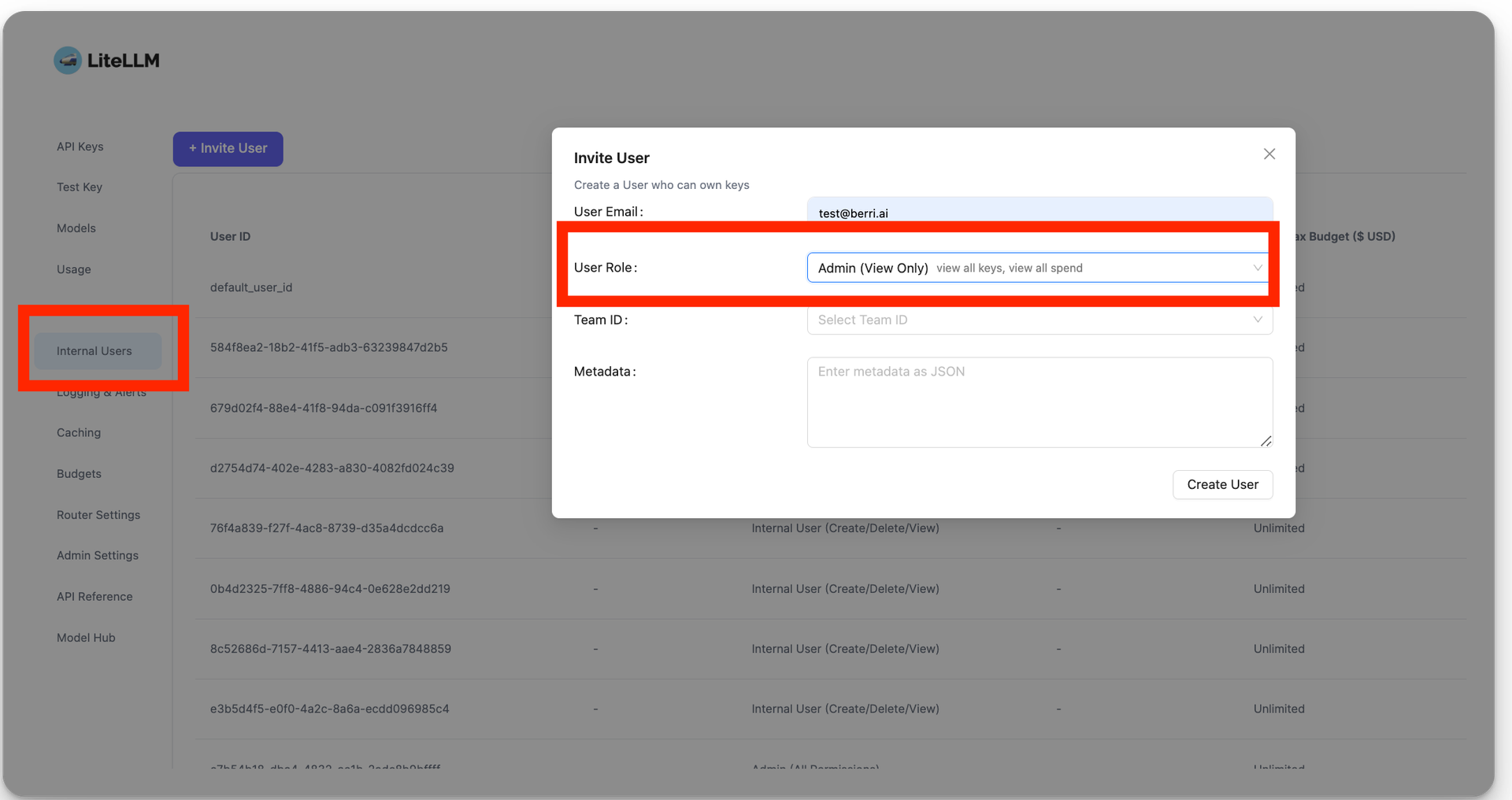Internal User Self-Serve | liteLLM