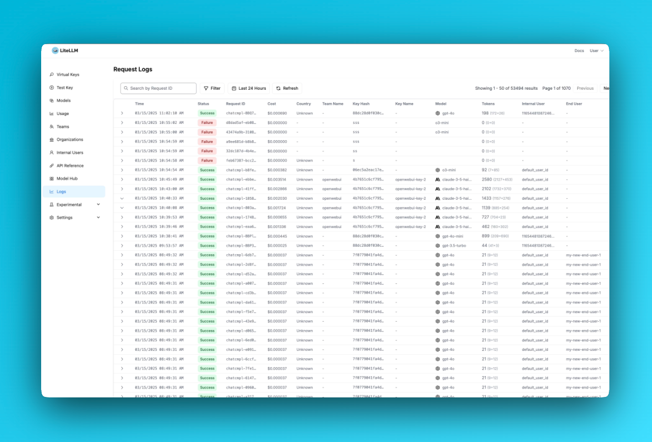 Getting Started with UI Logs | liteLLM