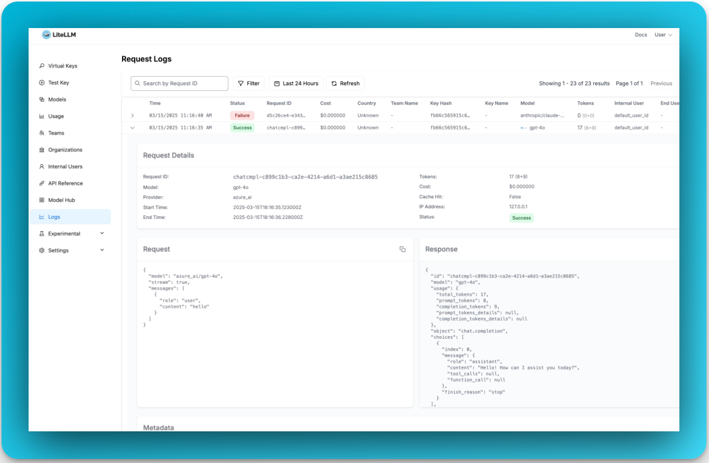 Getting Started with UI Logs | liteLLM Getting Started with UI Logs | liteLLM